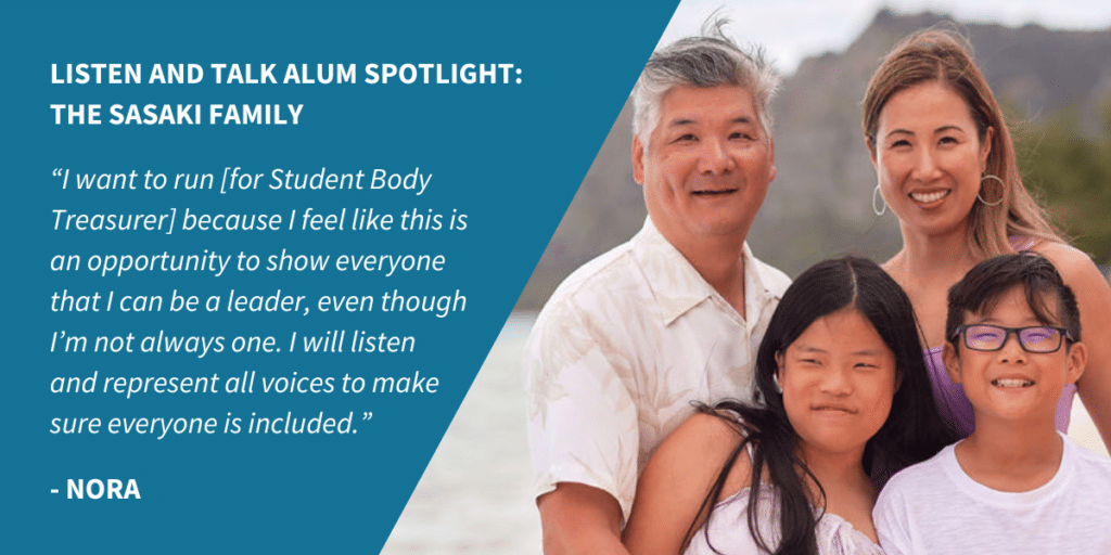 Listen and Talk Alum Family Spotlight: Nora Sasaki - Listen and Talk